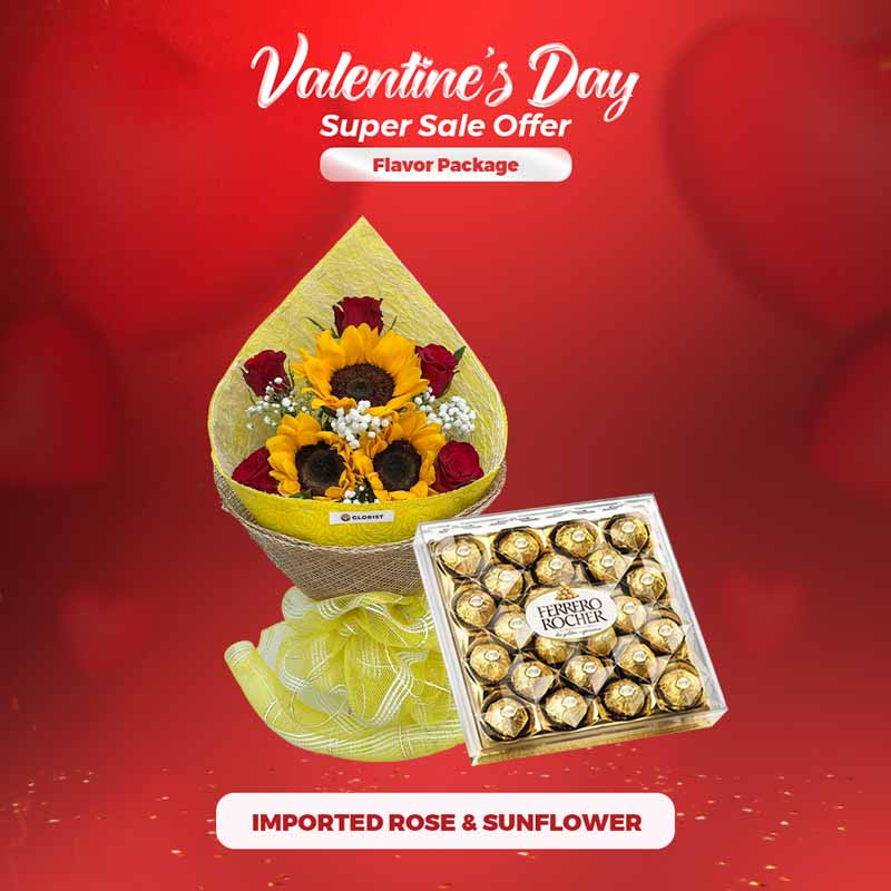 Flavor Package for Valentine’s | Sunflowers, Red Roses & Chocolate ...