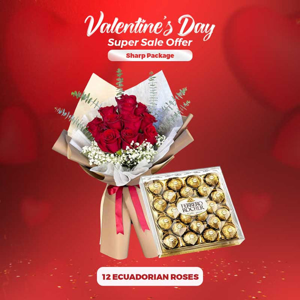 Sharp Package for Valentine’s | 12 Red Ecuadorian Roses & Chocolate ...