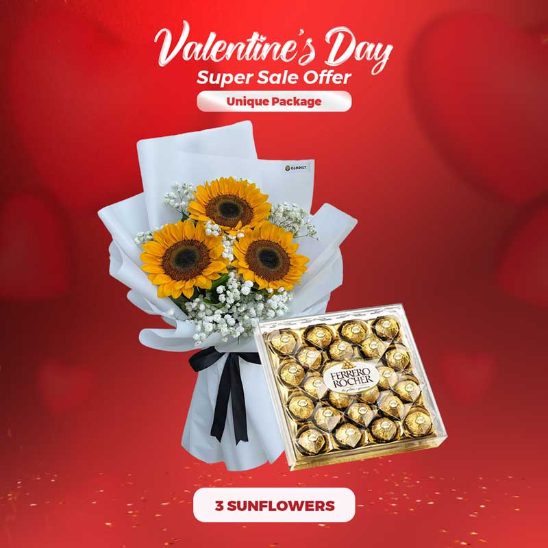 Unique Package for Valentine’s | Sunflower & Chocolate Gift – Glorist